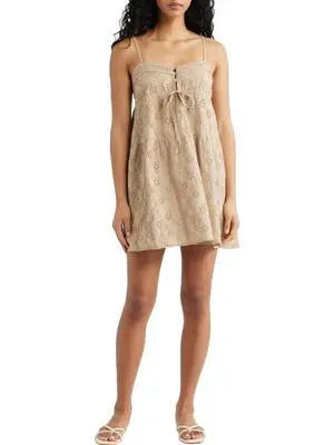 Deluc Amore Cotton Broderie Minidress - Beige