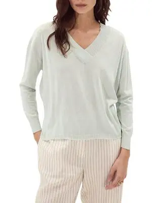 Deluc Drop Shoulder Cotton-blend Sweater - Light Blue