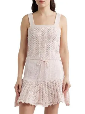 Deluc Capri Crop Pointelle Top - Pink