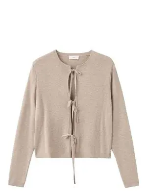 Mango Bow Front Cardigan - Sand