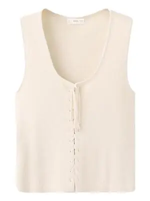 Mango Bow-front Sleeveless Top - Sand
