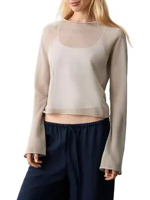 Mango Fine Knit Crewneck Sweater - Medium Brown