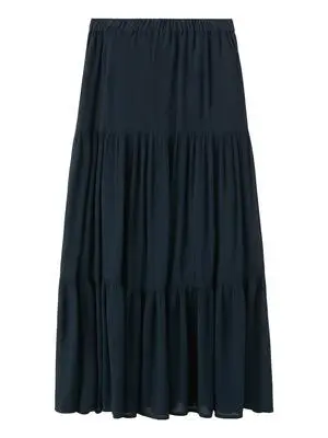 Mango Tiered Maxi Skirt - Navy