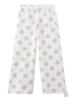 Mango Printed Low Rise Wide Leg Jeans Ecru