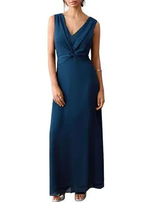 Mango Twist Front Sleeveless Maxi Dress - Navy