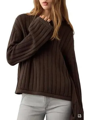 Mango Ribbed Cotton Tie-back Sweater - Brown