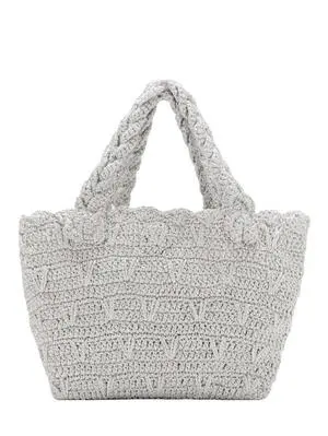 Mango Texture Metallic Mini Tote Bag - Silver