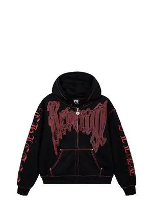 REVENGE Chicago Bulls Contrast Stitch Zip Hoodie - Black/red