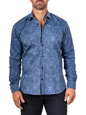 MACEOO Fibonacci Marthy Contemporary Fit Button-up Shirt - Blue