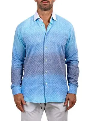 MACEOO Fibonacci Marthy Contemporary Fit Button-up Shirt - Blue
