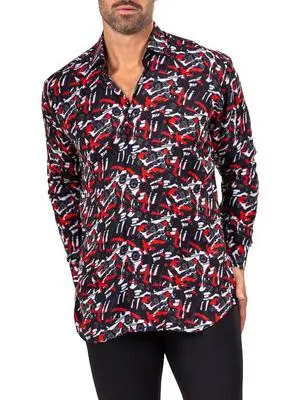 MACEOO Fibonacci Marthyr 0284 Contemporary Fit Button-up Shirt - Black