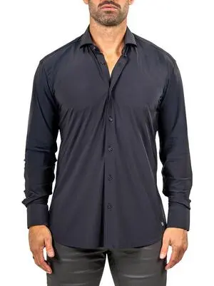 MACEOO Eins Shaped Fit Marthy3013 Knit Button-up Shirt - Black