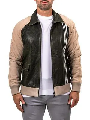 MACEOO Leather Bomber Jacket