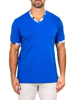 MACEOO Edison Marthyr0009 Cotton V-neck T-shirt At Nordstrom Blue