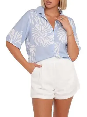 PETAL & PUP Riva Short Sleeve Button-up Shirt - Shell Print