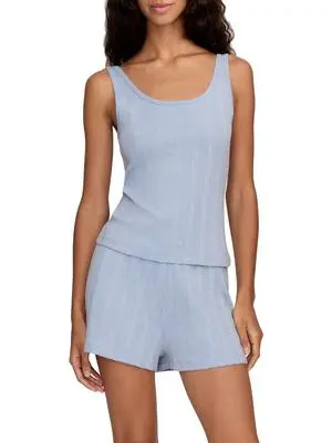 PETITE PLUME Pima Cotton Pointelle Tank - Blue