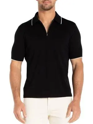 LIVERPOOL Tipped Zip Polo - Black