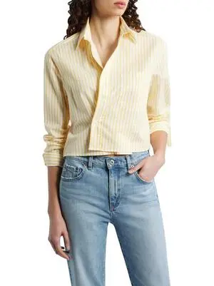 CISSA Stripe Asymmetric Cotton Button-Up Shirt