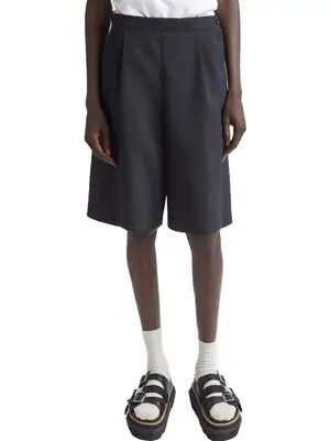 Tao Comme Des Garçons Pleated Tropical Wool-blend Shorts - Black