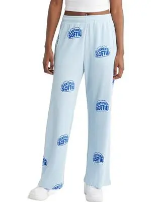 THE MAYFAIR GROUP Waffle Knit Fleece Graphic Sweatpants - Blue