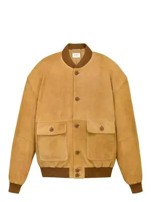 Saint Laurent Suede Bomber Jacket - Neutrals