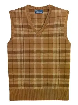 Polo Ralph Lauren Plaid Cashmere Vest - Brown