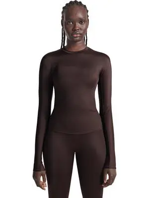 Nike Shine Long-sleeve Crew-neck Top - Brown
