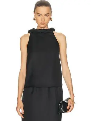 Loulou De Saison Wilma Twisted Collar Top - Black