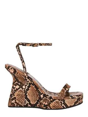 JEFFREY CAMPBELL Jeffrey Campbell Flaunting 2 Snake-Embossed Leather Wedge Sandals