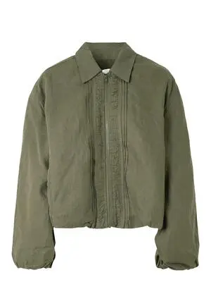 DEIJI STUDIOS Dolls Kill The Jacket: Pintuck Padded Linen Jacket - Green