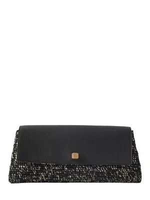 Khaite Audrey Textured-leather And Raffia Clutch - Multi