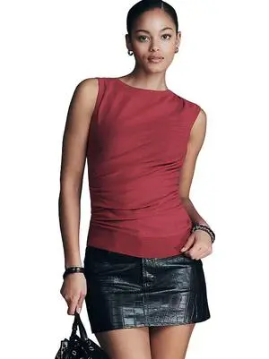 Maeve Sleeveless Twist Tank Top - Raspberry
