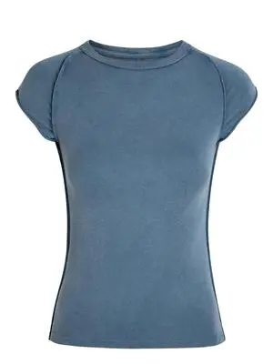 Free People Ribbed Stretch-cotton T-shirt - Blue