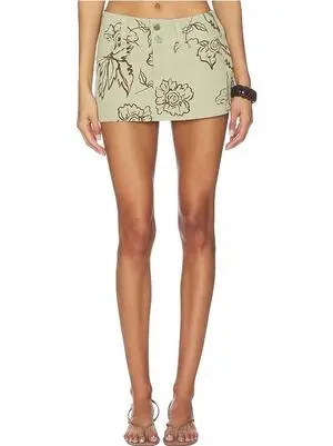 JULIET JOHNSTONE Floral Print Cotton Mini Skirt - Mint
