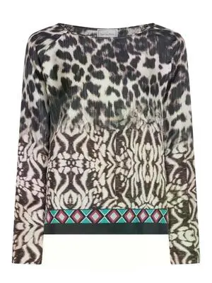 PIERRE-LOUIS MASCIA Animal-print Long-sleeve Blouse - Brown