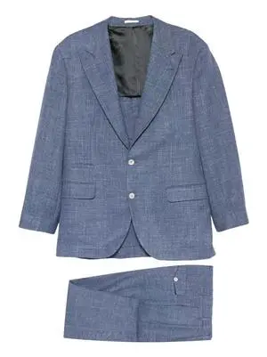 Brunello Cucinelli Flap-pocket Single-breasted Suit - Blue