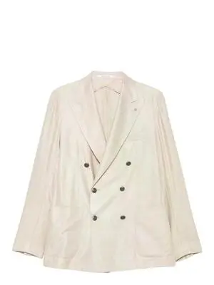 Tagliatore Double-breasted Notched Blazer Neutrals