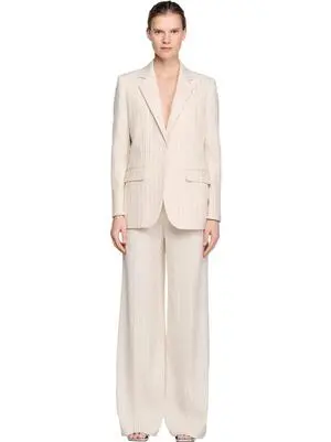 Sandro Striped Tailored Jacket - Ecru/silver