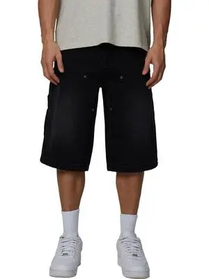 GOOD FOR NOTHING Carpenter Washed Denim Shorts - Black