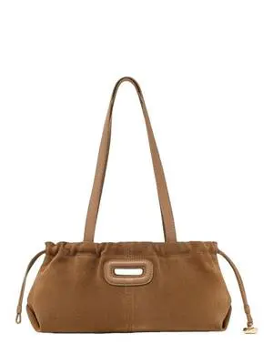 Maje Suede Milpli Gazette Bag Camel