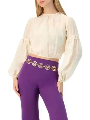 IVONNE Long Sleeve Balloon Blouse - Ivory
