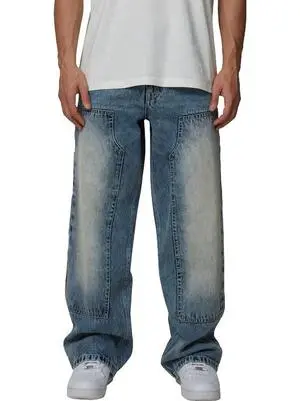 GOOD FOR NOTHING Straight Leg Double Knee Jeans - Blue