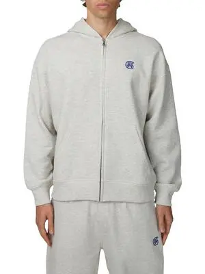 GOOD FOR NOTHING Oversized Halftone Zip Up Hoodie - Grey