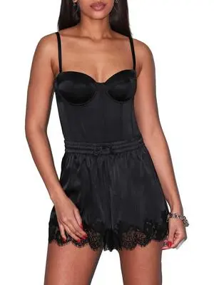 FLEUR DU MAL Silk & Lace Short - Black
