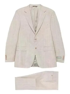 Canali Button Blazer Suit - Neutrals