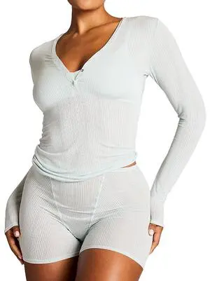 NEGATIVE Whipped Henley Long Sleeve Shirt - Mist