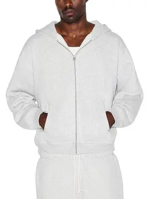 SKIMS Relaxed Fit Zip Up Hoodie - Heather Grey