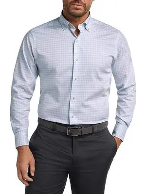 David Donahue Twill Check Shirt - Pink/ Sky