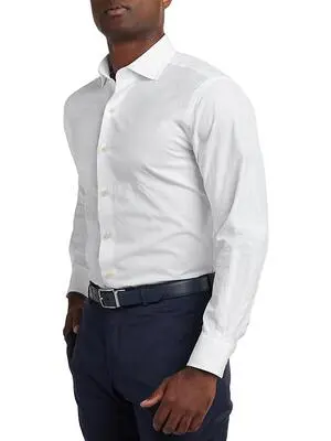 David Donahue Geometric Jacquard Shirt - White