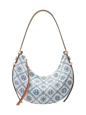 Tory Burch Romy Half Moon Denim Shoulder Bag - Powder Blue